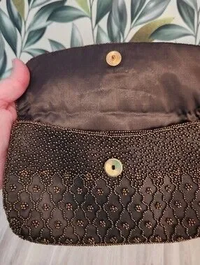 The Unbranded Brand | Bags | Vintage Hand Beaded Clutch Chocolate Brown ...